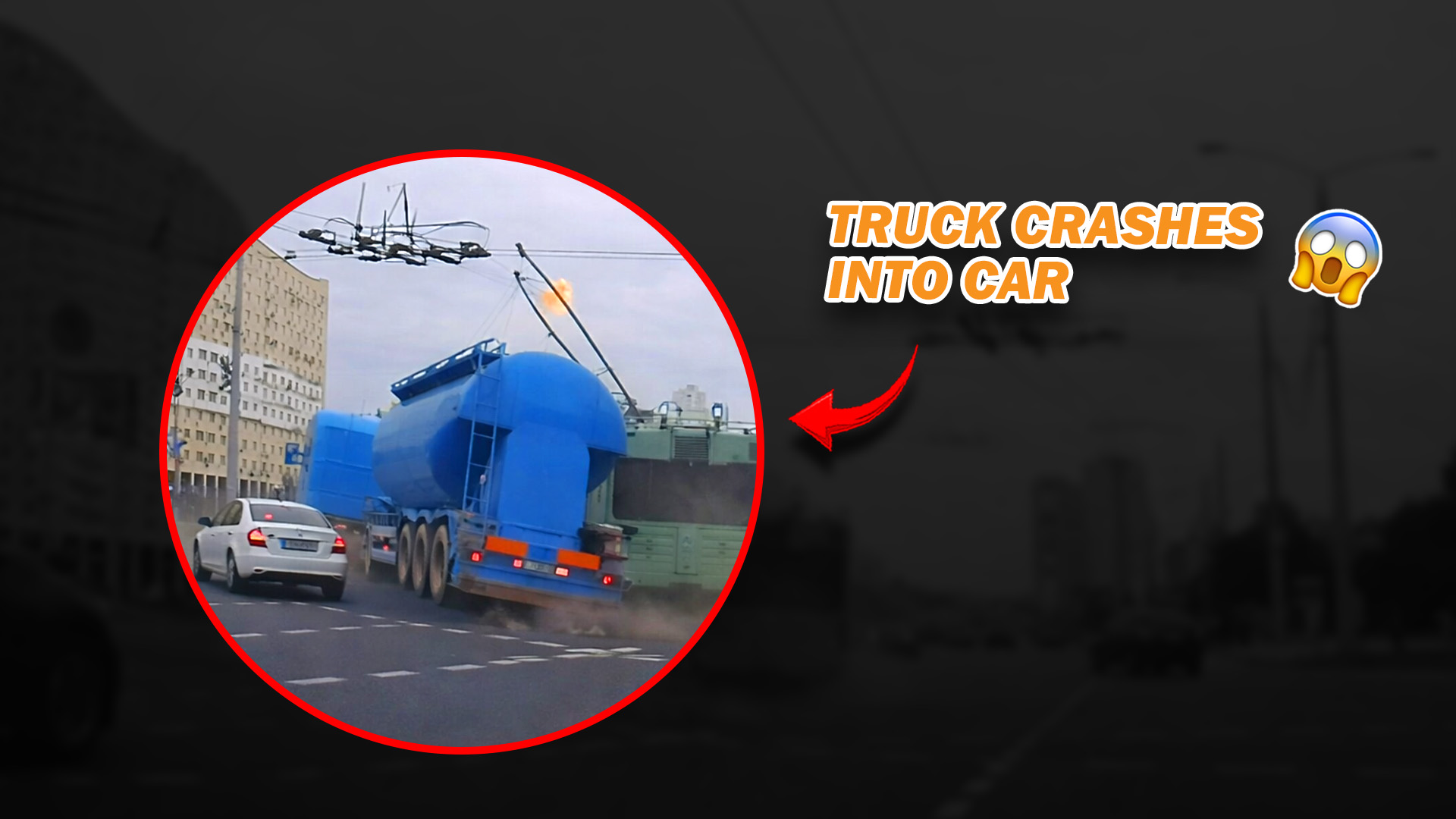 Brake Failure Truck Crash into Tram and Another Car