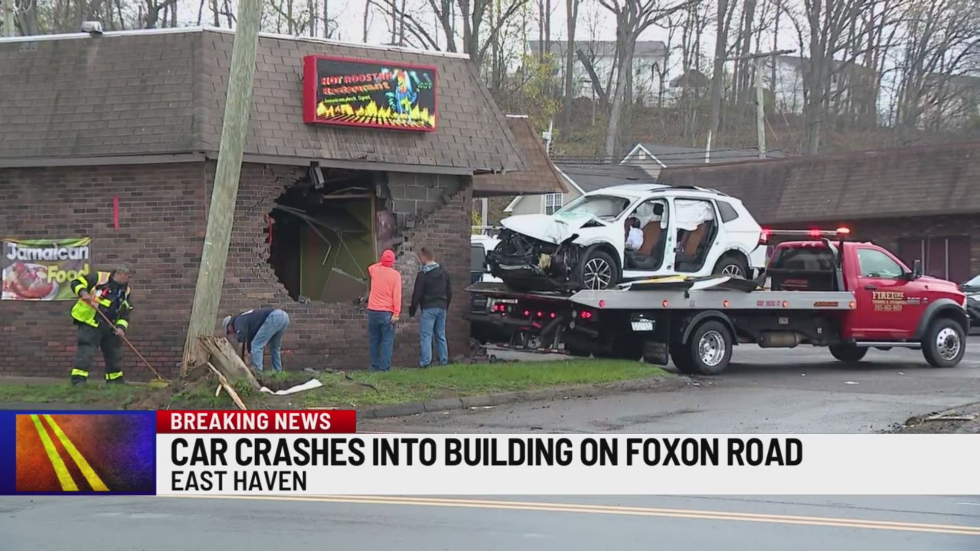 Car crashes into building on Foxon Road in East Haven