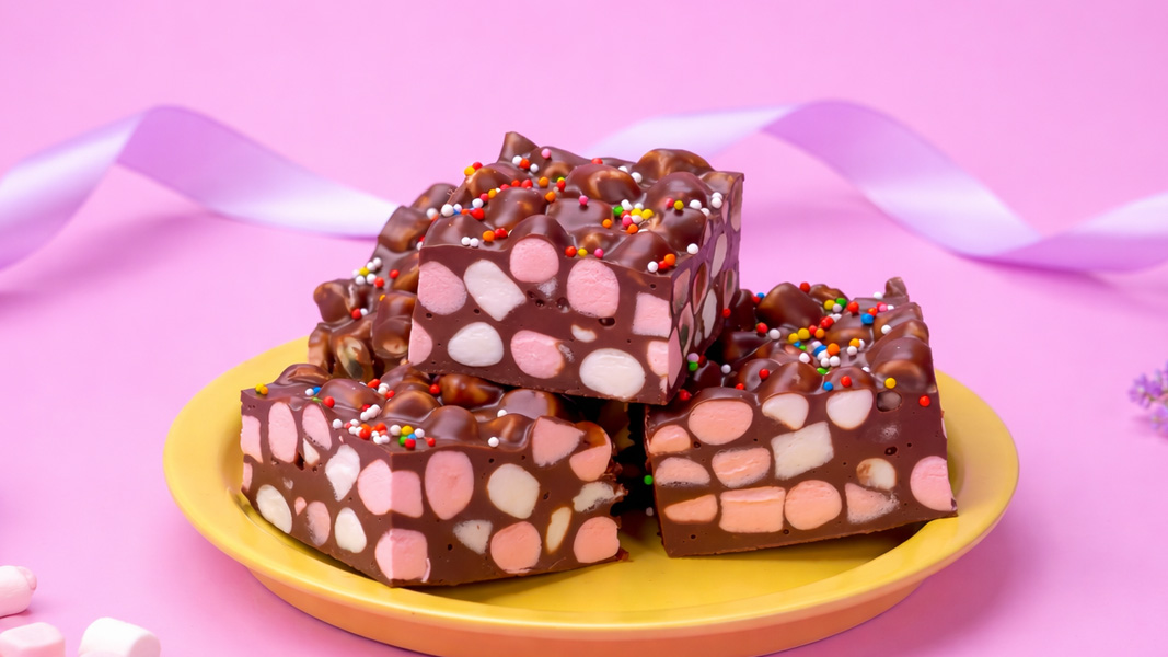 Chocolate marshmallow fudge cubes