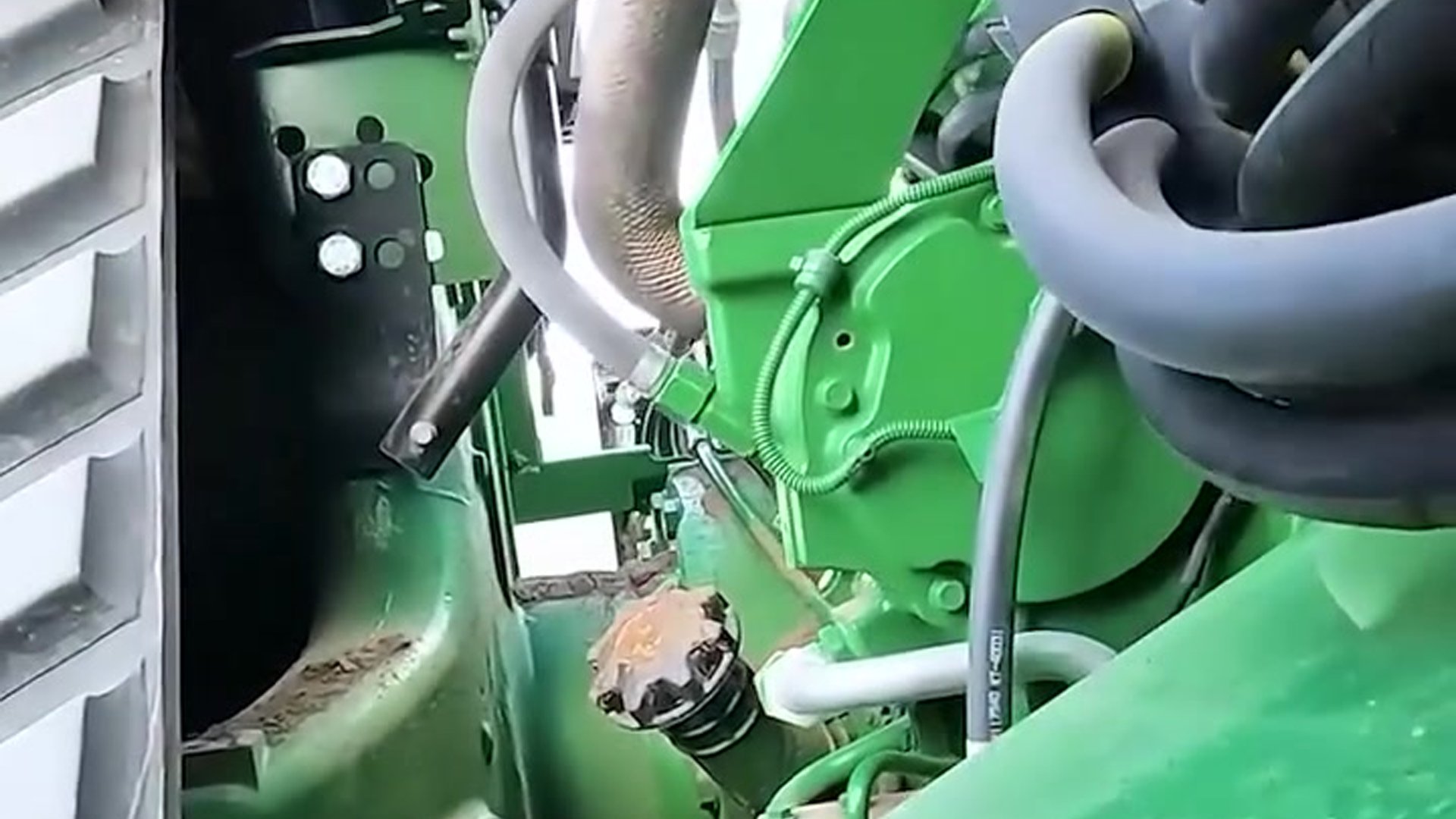 Testing a new farm tractor in the field