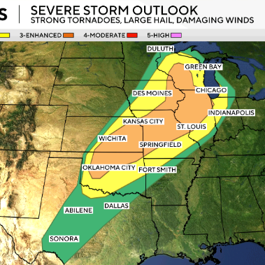 Maps show more severe storms forecast for Midwest after tornadoes, flooding