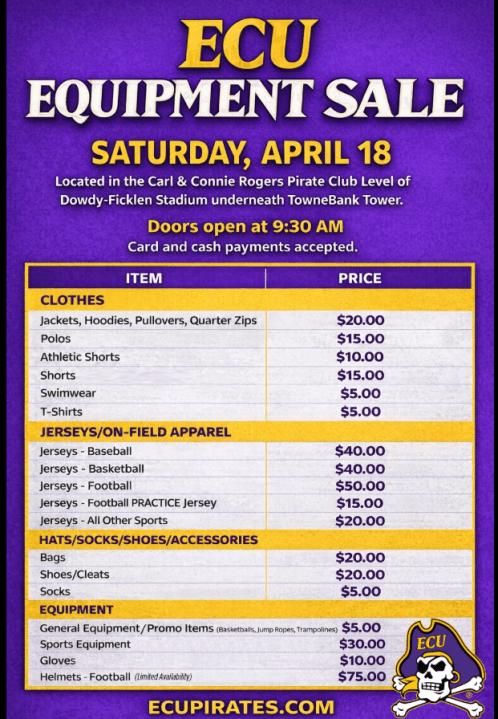 ECU equipment sale: Shop for clothes, jerseys, and more