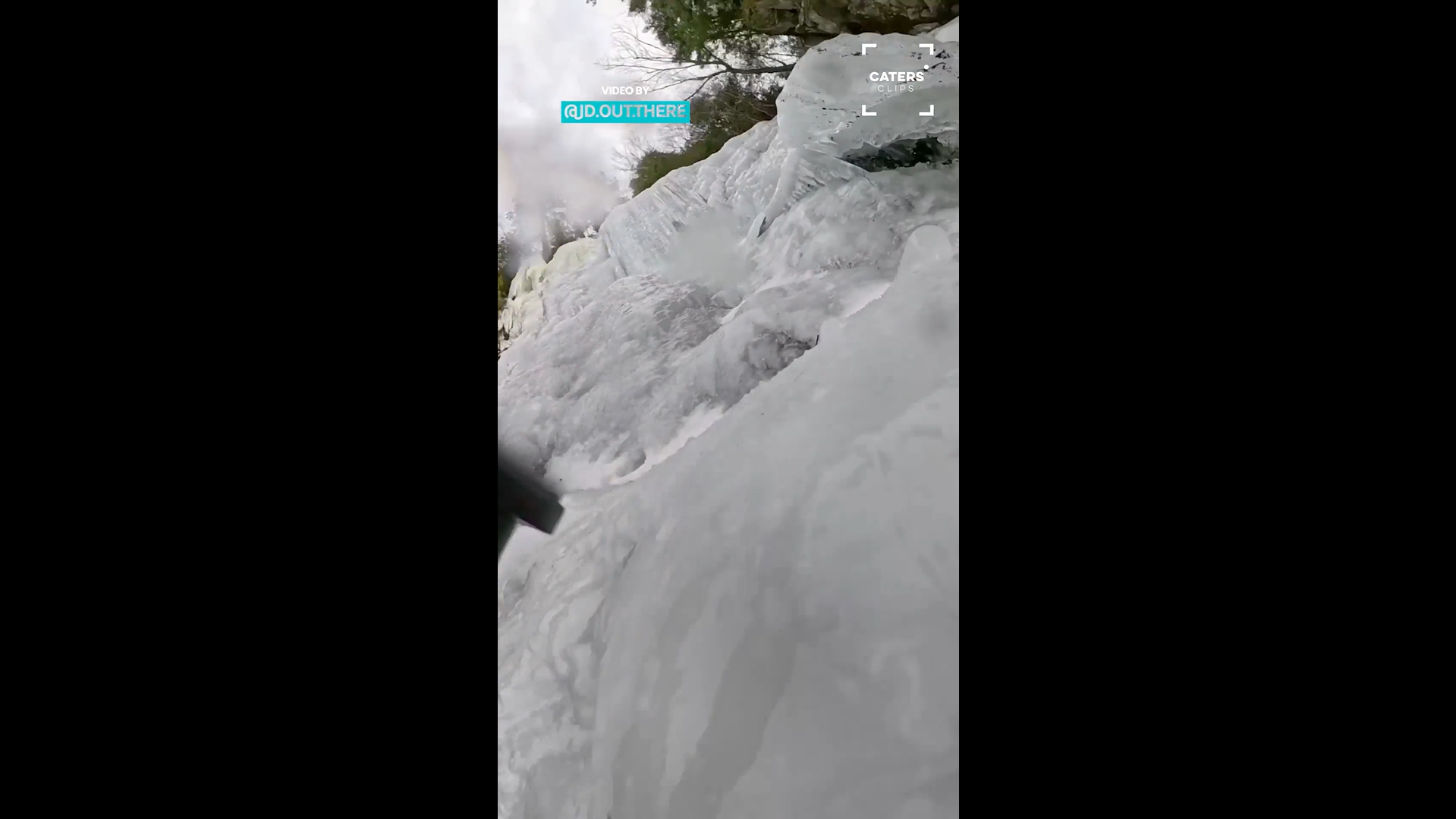 Climber drops camera 150 feet as GoPro captures wild fall down ice route