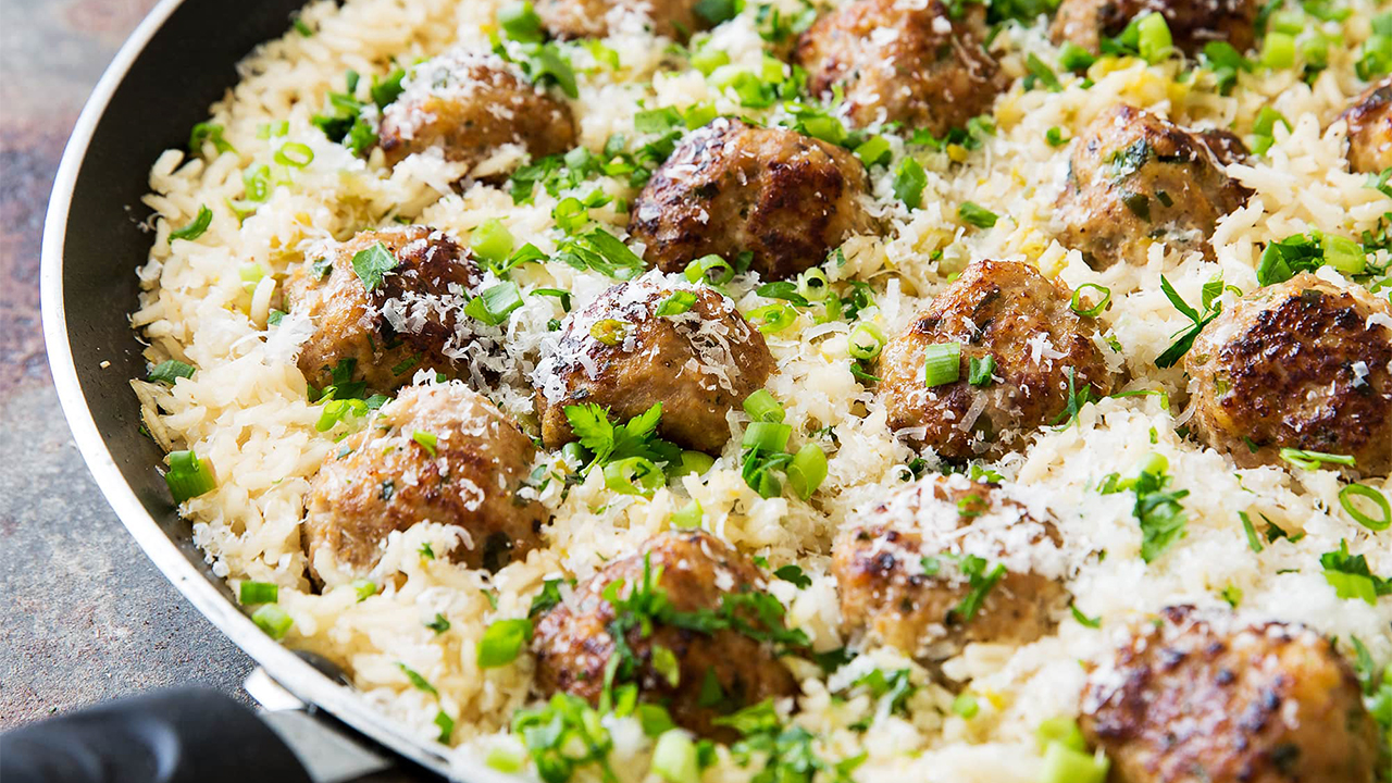 The ultimate one-pan weeknight dinner: Turkey meatballs & lemony rice