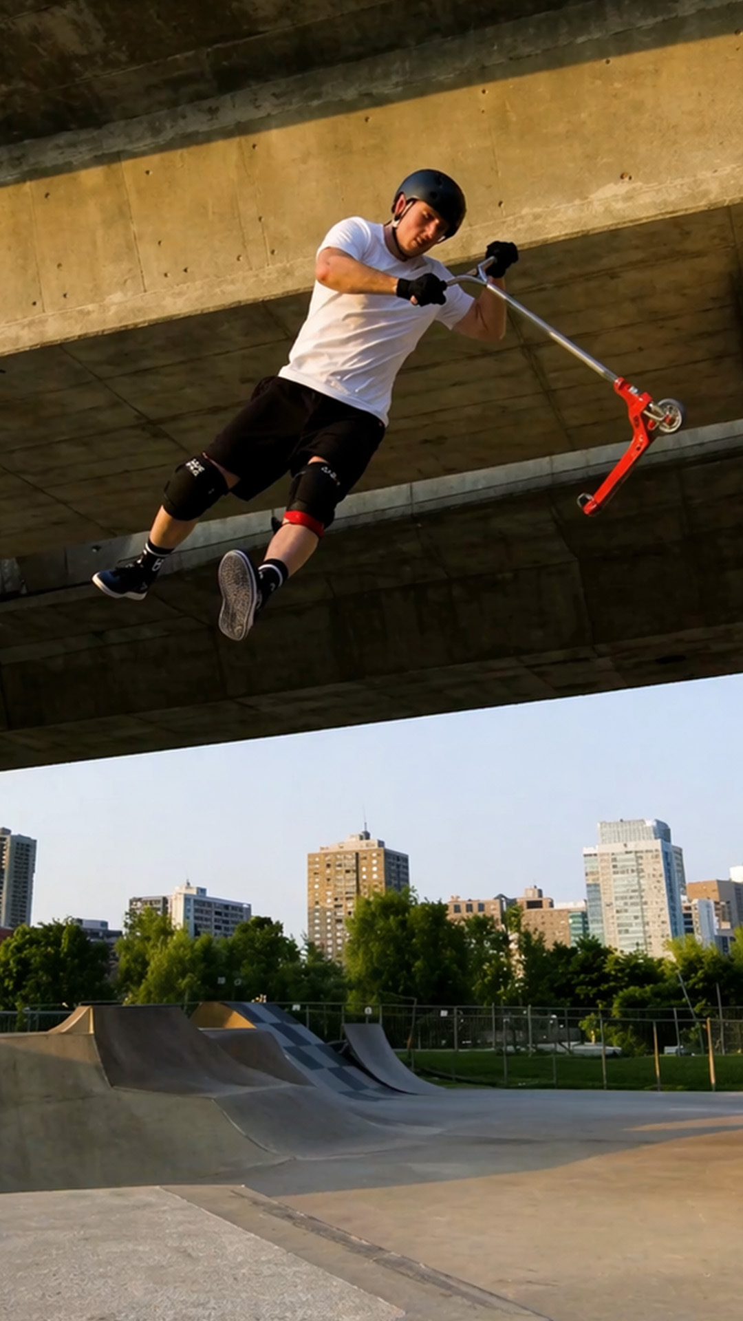 Performing high level scooter tricks on camera