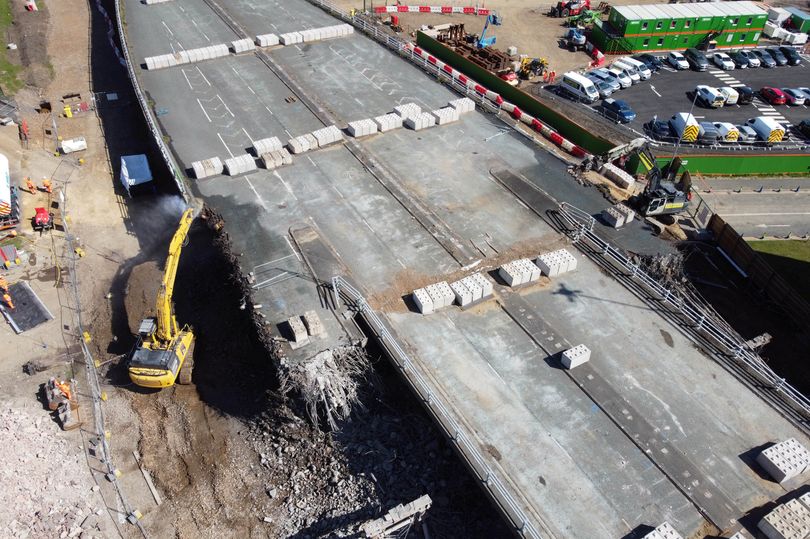 Gateshead flyover aerial photos show beginning of demolition of main ...