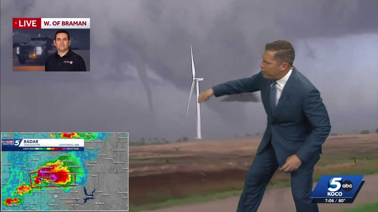 Watch: KOCO 5’s Michael Armstrong captures tornadoes west of Braman ...