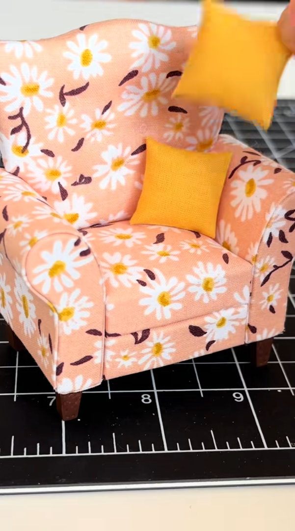 Elegant detailed single sofa handmade for dollhouse miniature