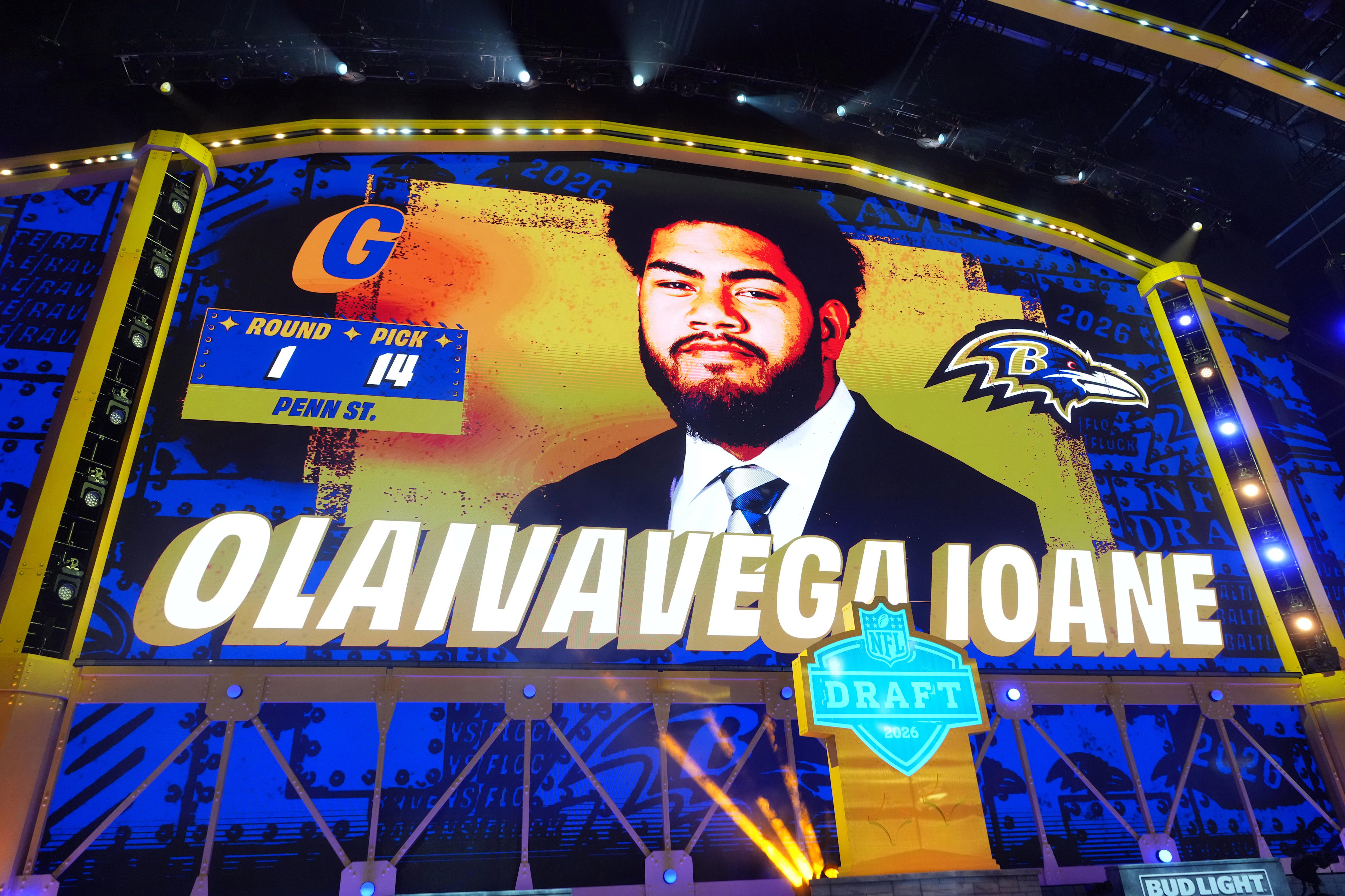 Ravens pick Penn State football OL Vega Ioane in NFL Draft first round