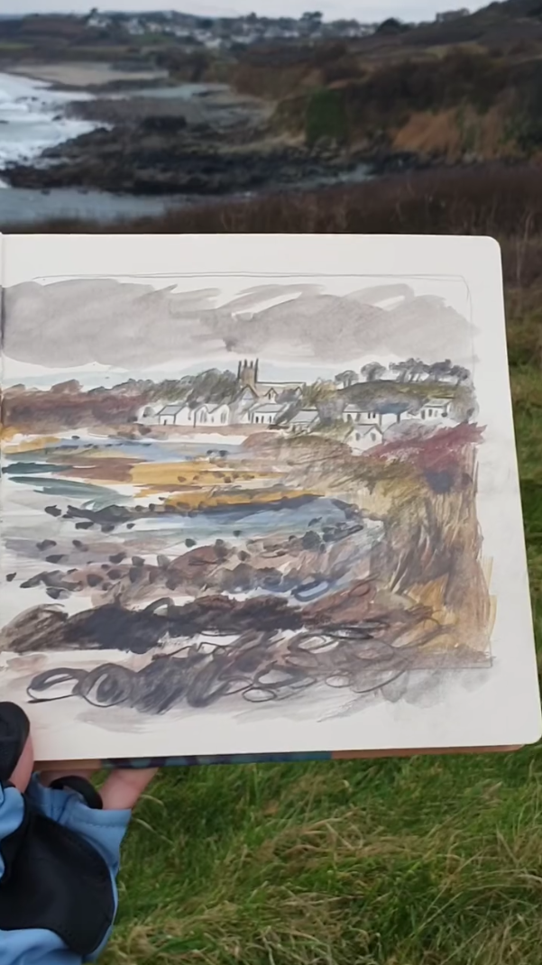 Coastal walk sketch Perranuthnoe to Cudden Point view