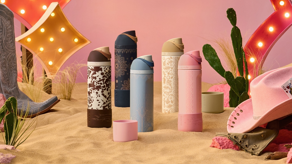 Owala's western collection at Target features bottle boots & cow print
