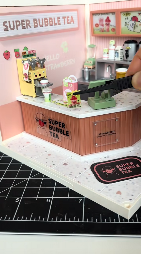Super cute bubble tea miniature handmade dollhouse DIY