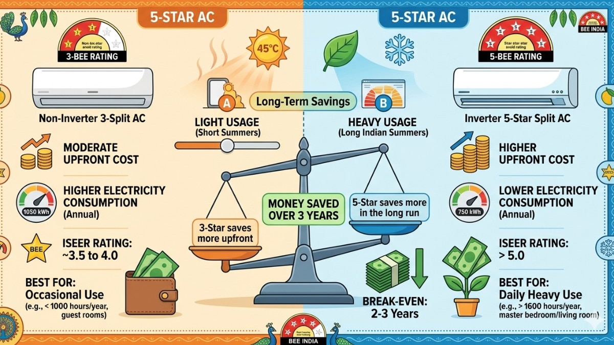 3-star vs 5-star AC: Which saves more money in Indian summers?