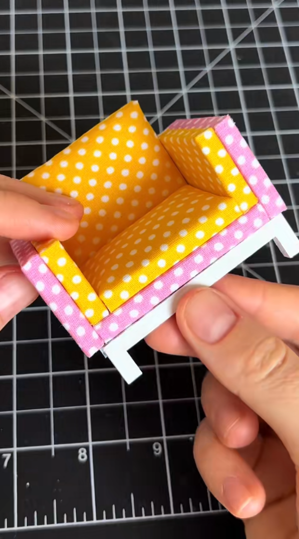 Yellow pink single sofa cute handmade for dollhouse miniature
