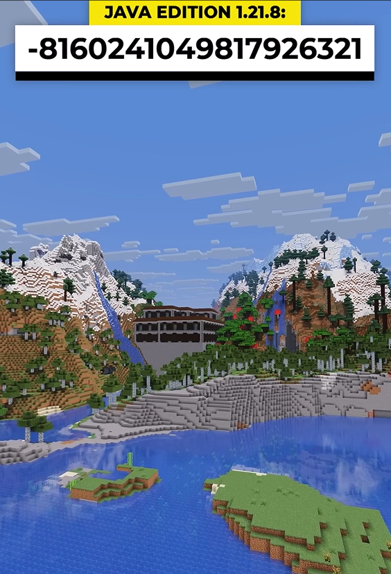 Minecraft mansion between two mountains! (Java Edition seed)