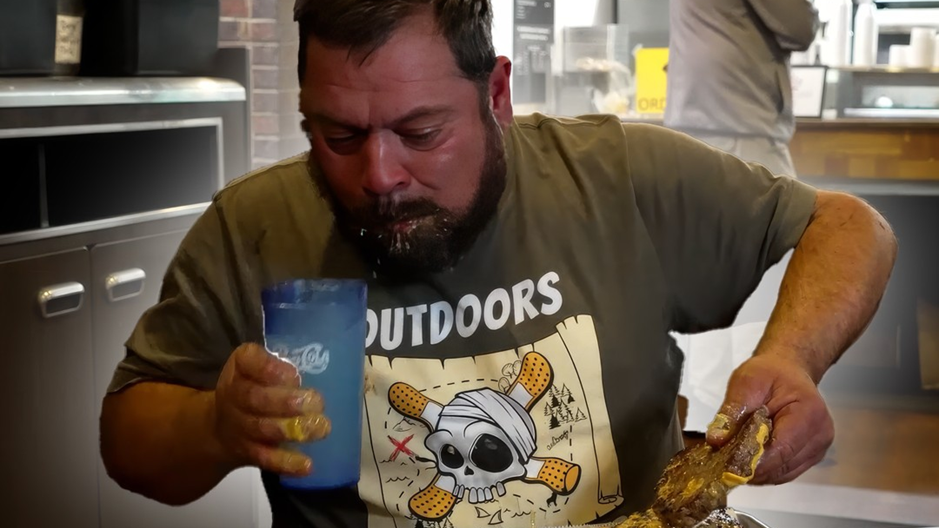 BBQ burger challenge in under 10 minutes