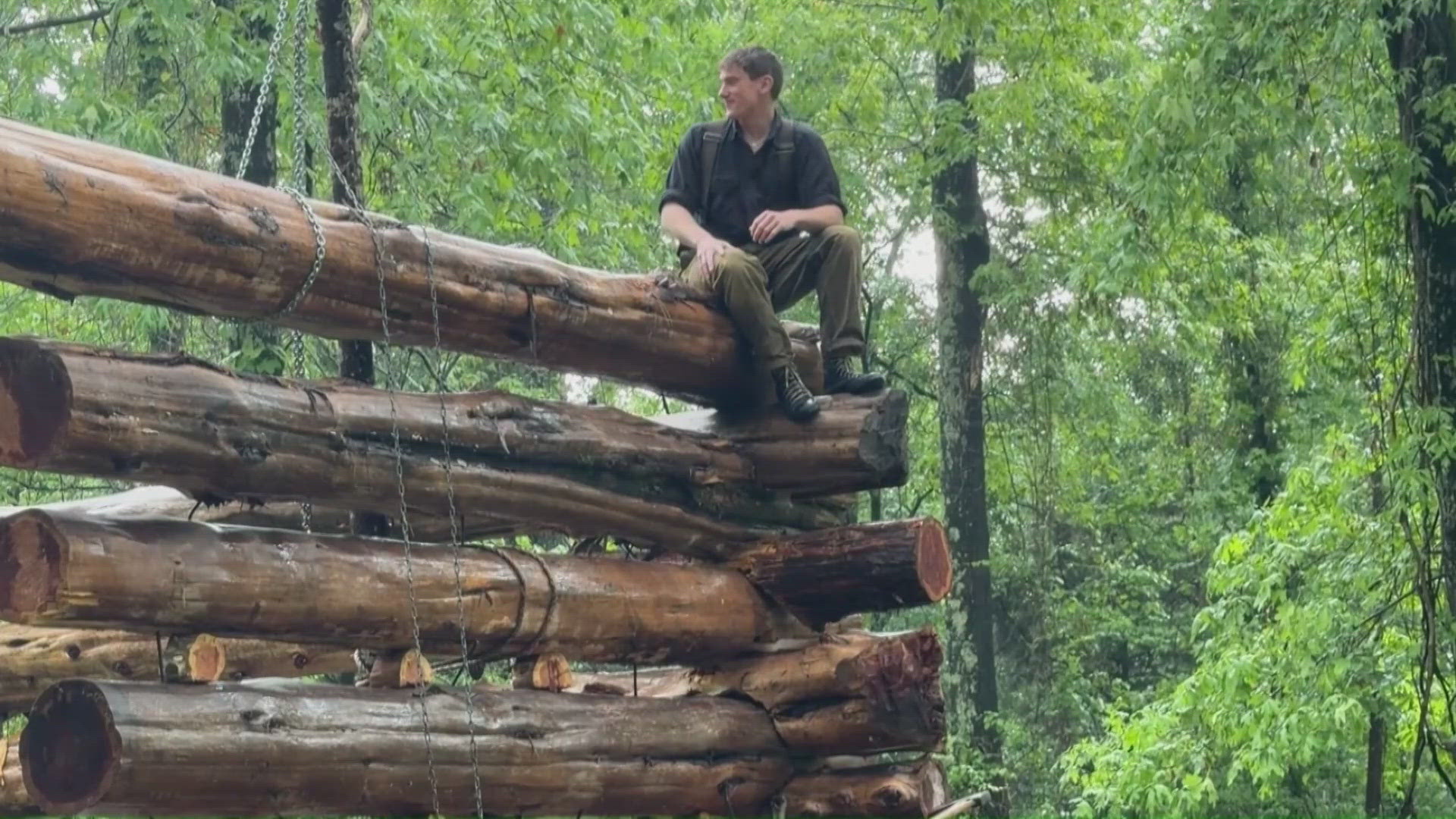 East Texas man goes viral for building log cabin from scratch