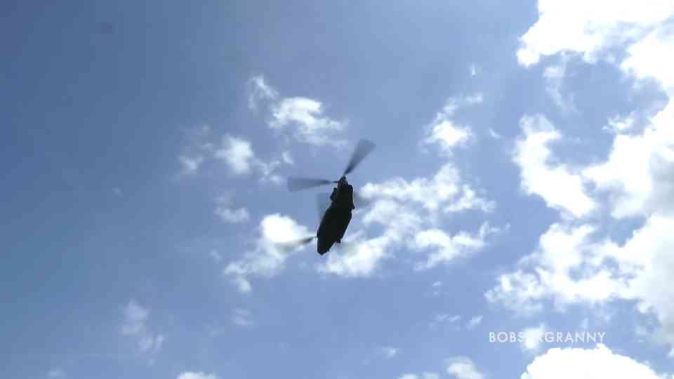Watch this Chinook blade slap into a tight landing zone