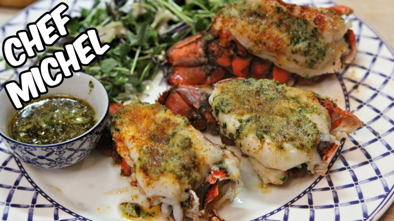 Queues de homard à l'ail au four