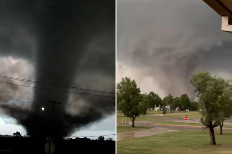 Tornado barrels through Oklahoma, ripping roofs off buildings and ...