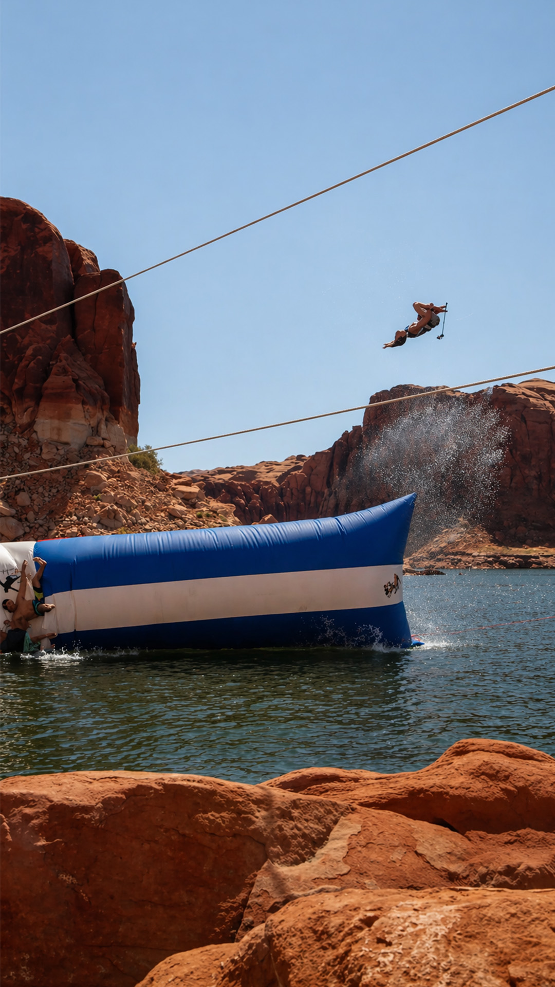 This water jump looks fun until the landing