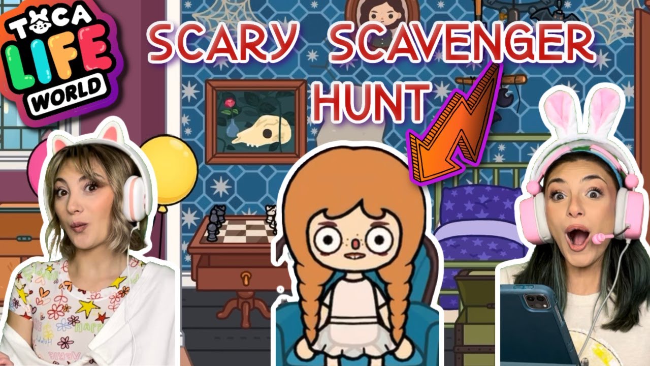 Toca Life scary scavenger hunt challenge! Sister vs. sister hunt game!