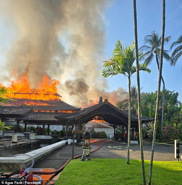 Dramatic scenes as a fire rips through Club Med Bali resort, forcing ...