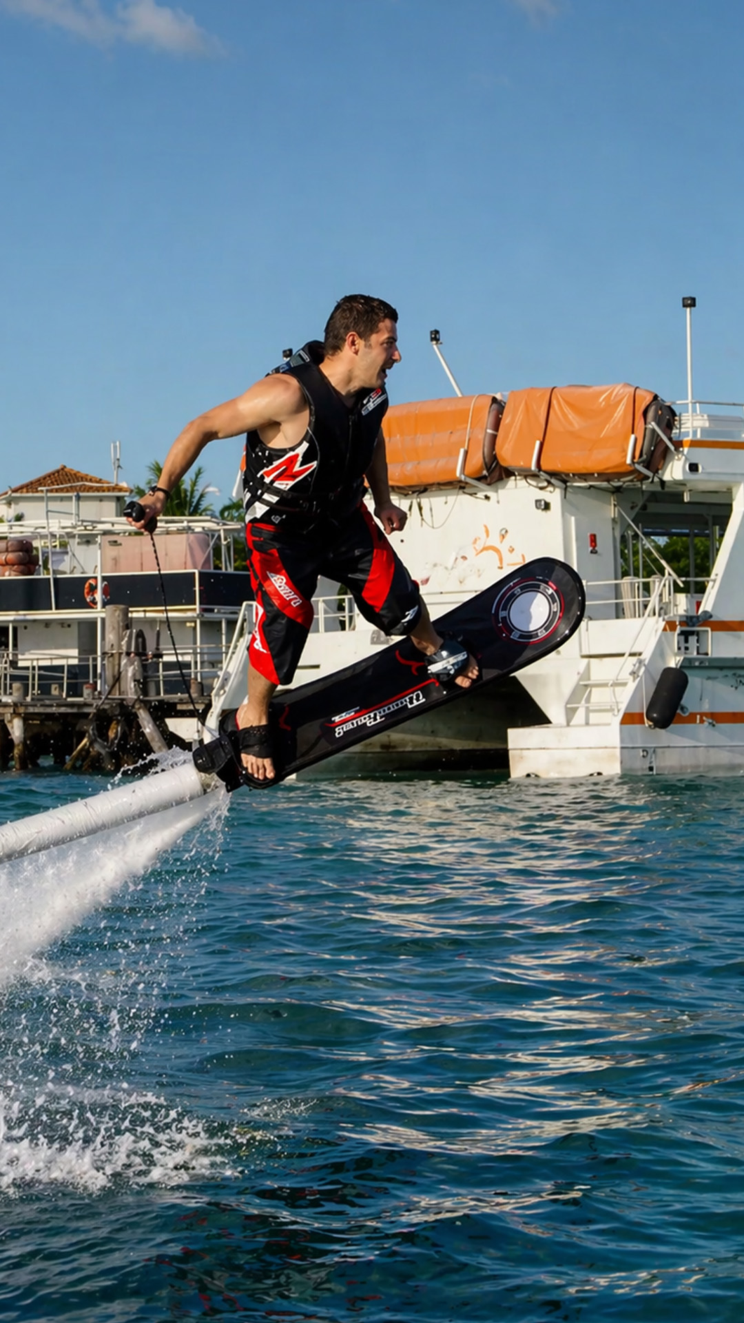 Gliding over water with a hoverboard setup