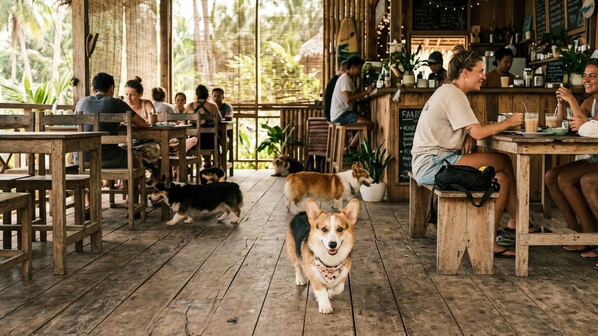 This café lets you hang out and play with cute corgis all day