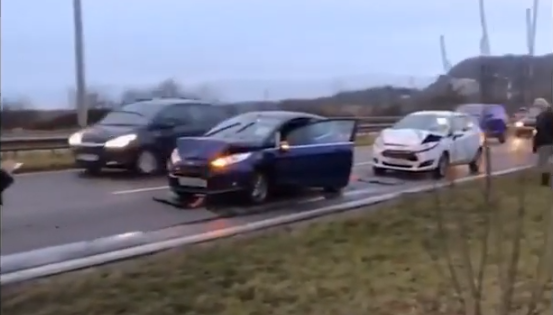 Watch how identical cars slam into each other nonstop