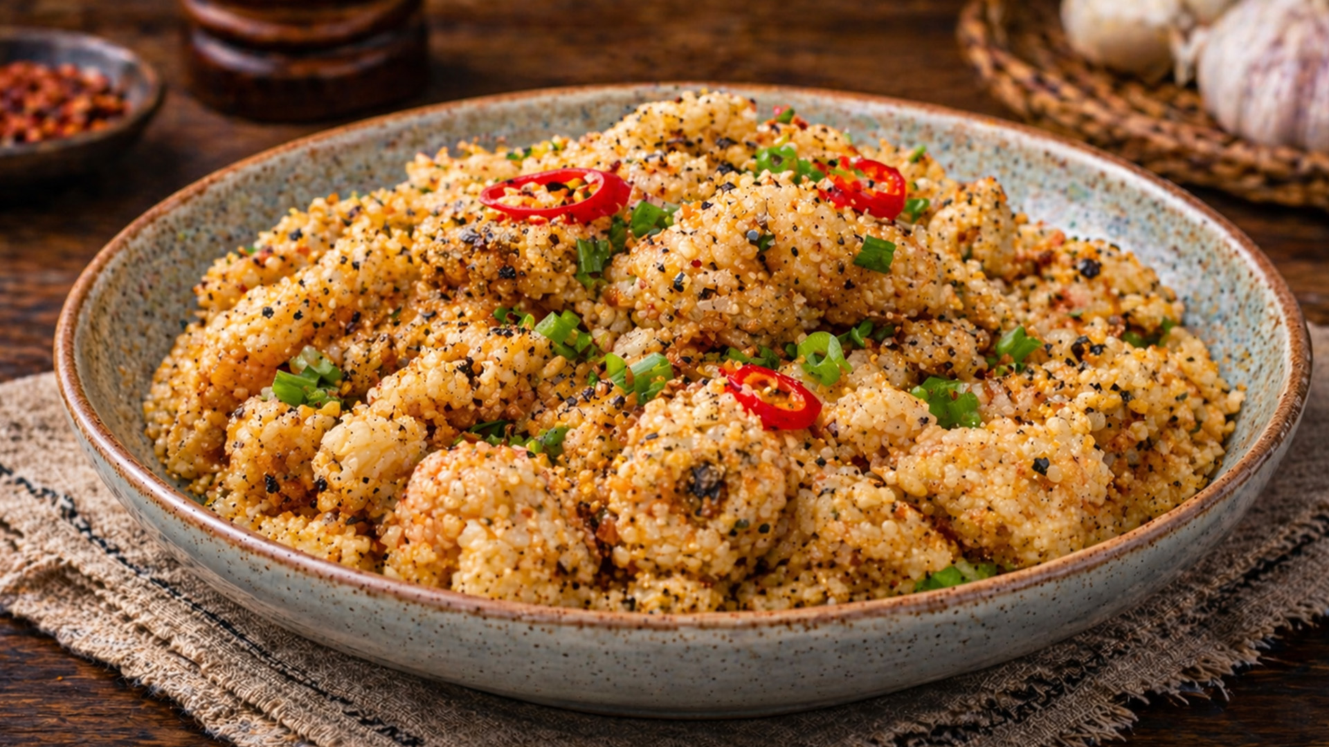 Classic salt and pepper calamari with savory seasoning