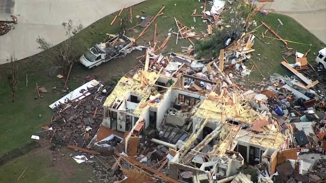 Watch: Sky 5 shows numerous homes destroyed after large tornado hits Enid