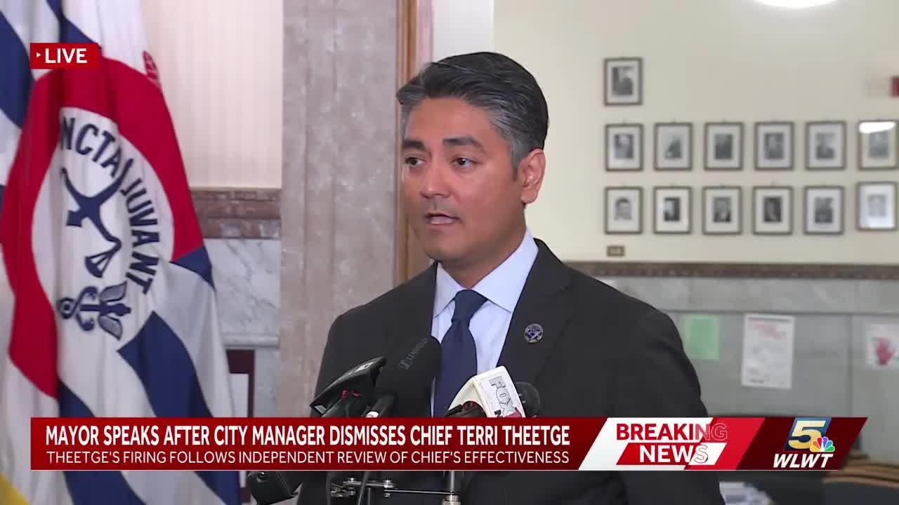 Cincinnati Mayor Pureval speaks to media following the termination of ...
