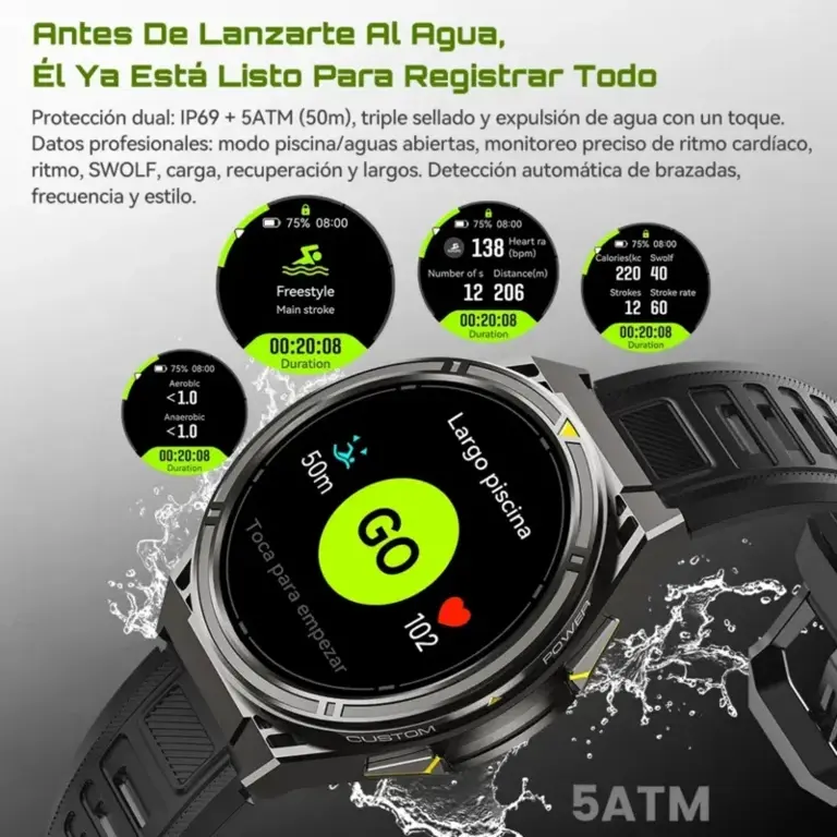 Smartwatch deportivo Cubot GT5 de alta resistencia IP69 para 50m bajo ...