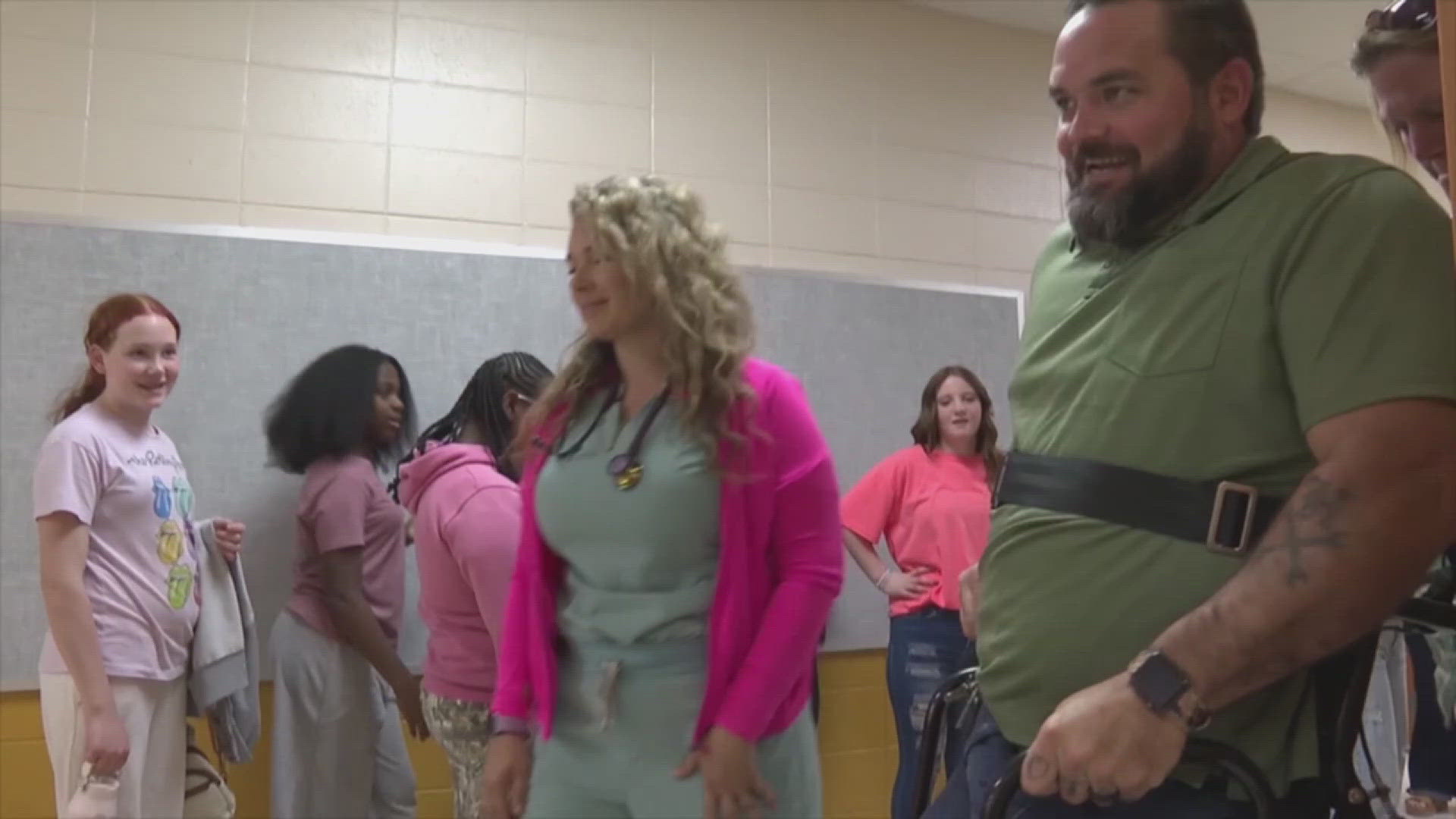 Georgia science teacher surprised with standing wheelchair