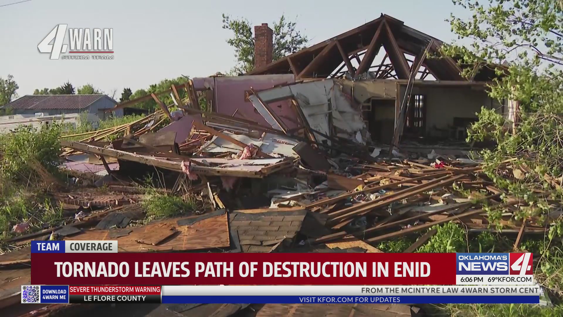 Tornado leaves path of destruction in Enid