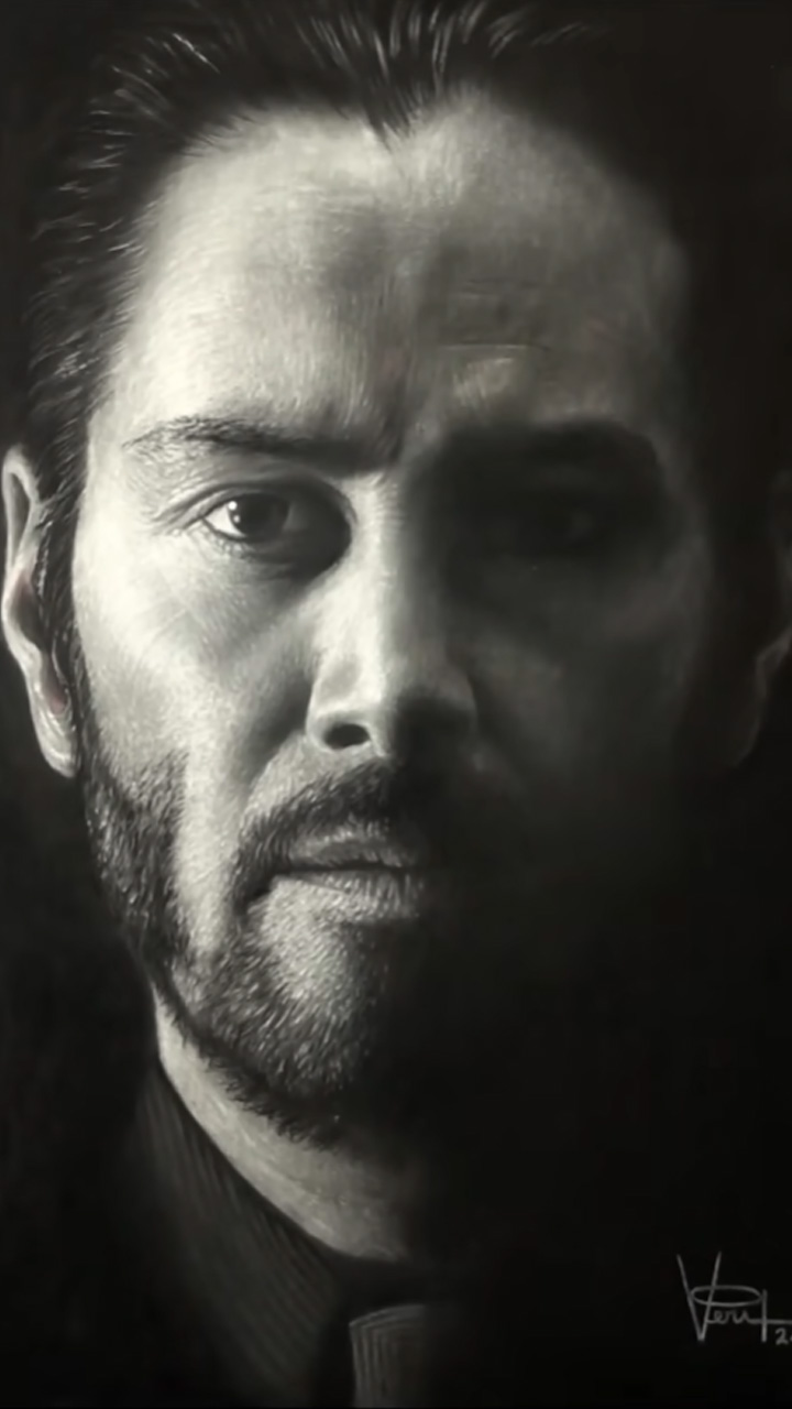 Keanu Reeves portrait drawing | Dark cinematic John Wick style art