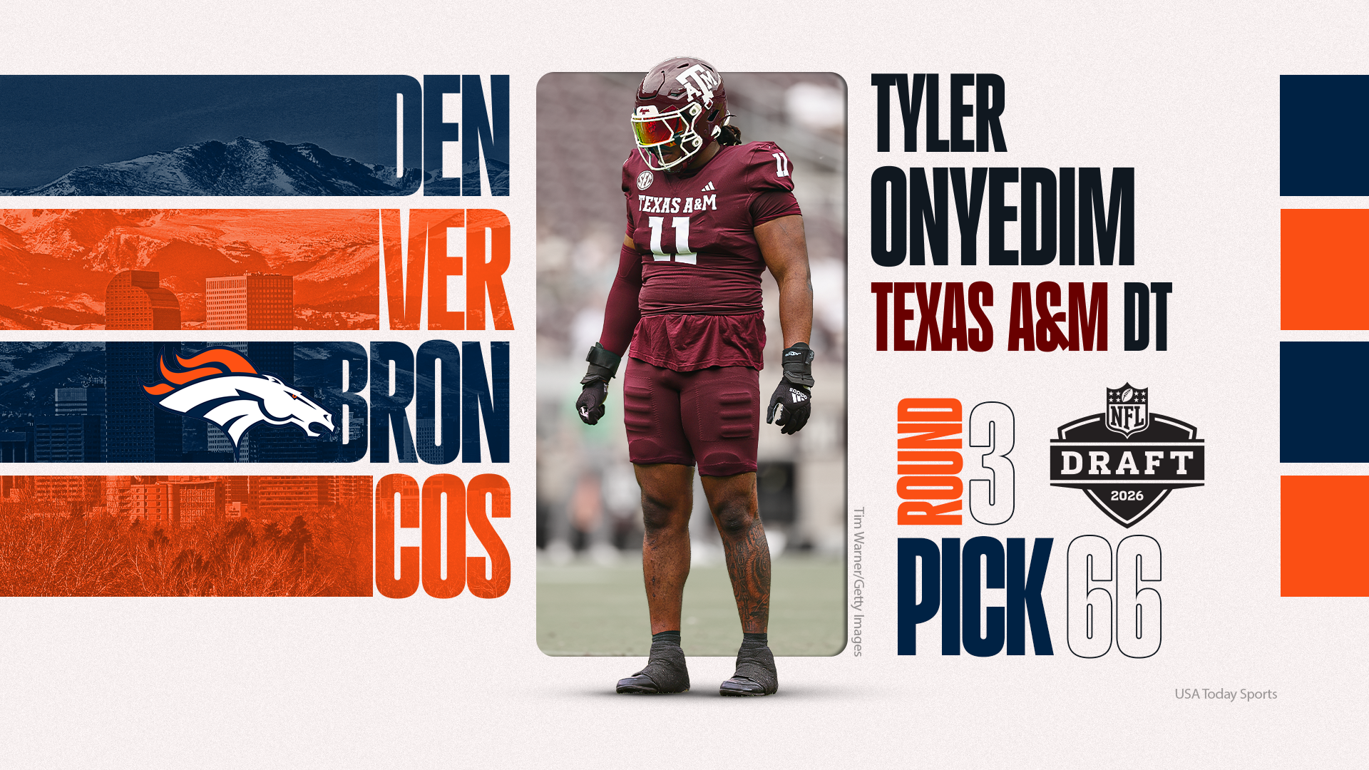 Broncos select DL Tyler Onyedim in third round of NFL draft
