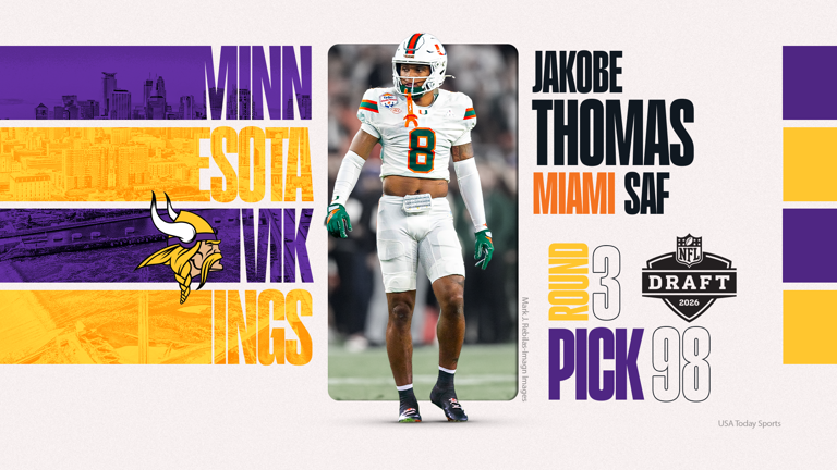 Vikings select S Jakobe Thomas in Round 3 of the 2026 NFL Draft