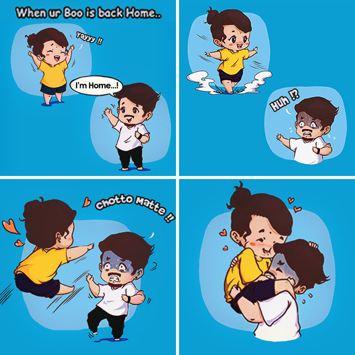 35 relatable comics about finding joy in everyday struggles as a couple