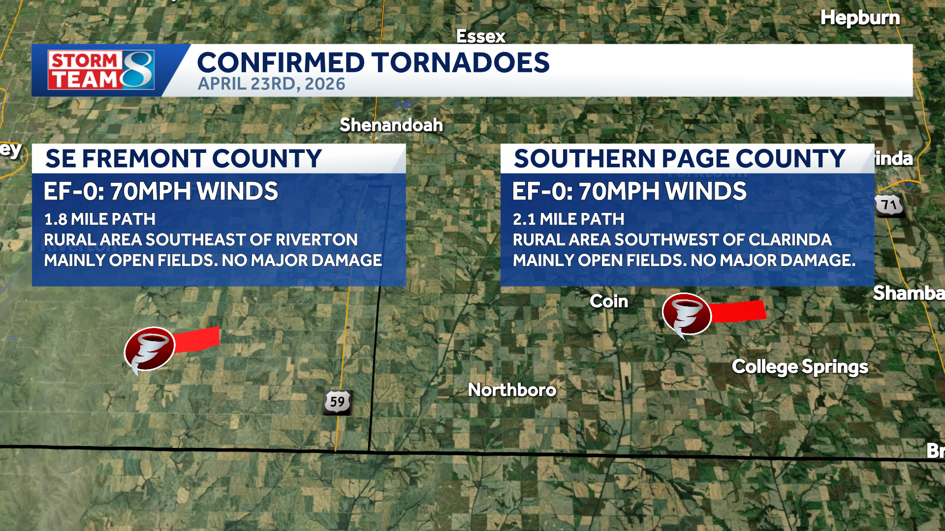 6 tornadoes confirmed in Iowa from Thursday's storms