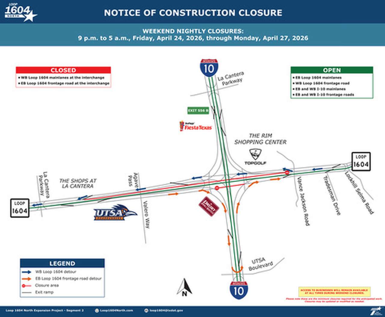 Traffic alert: More Loop 1604 lane closures coming this weekend