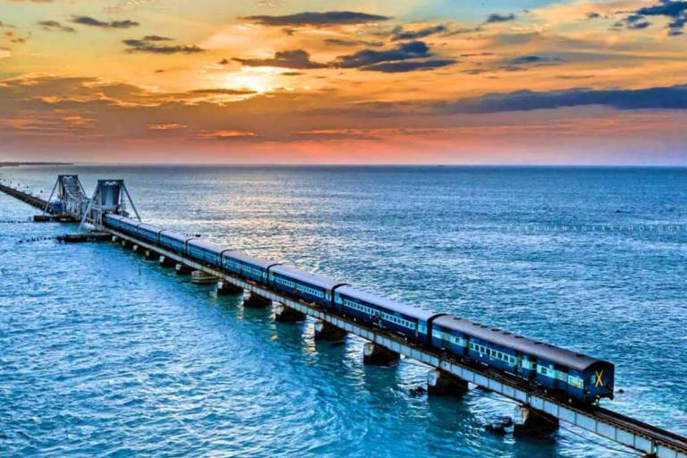 A railway track that vanishes beneath the ocean twice a day