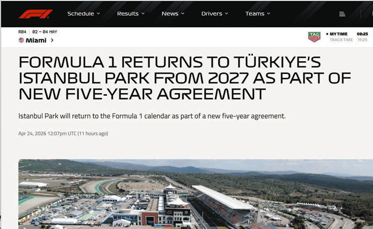 【F1】トルコGP、6年ぶりに復活へ 2027年から5年間の開催契約を締結
