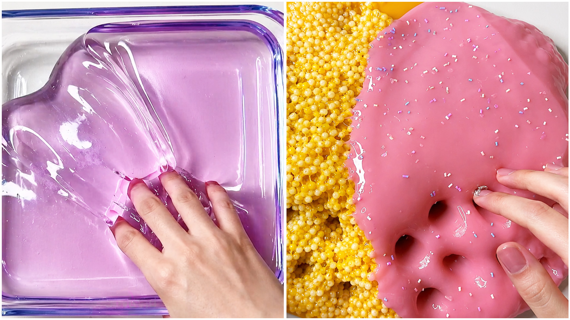 Slime soyeux qui s'étire avec une texture croquante et colorée