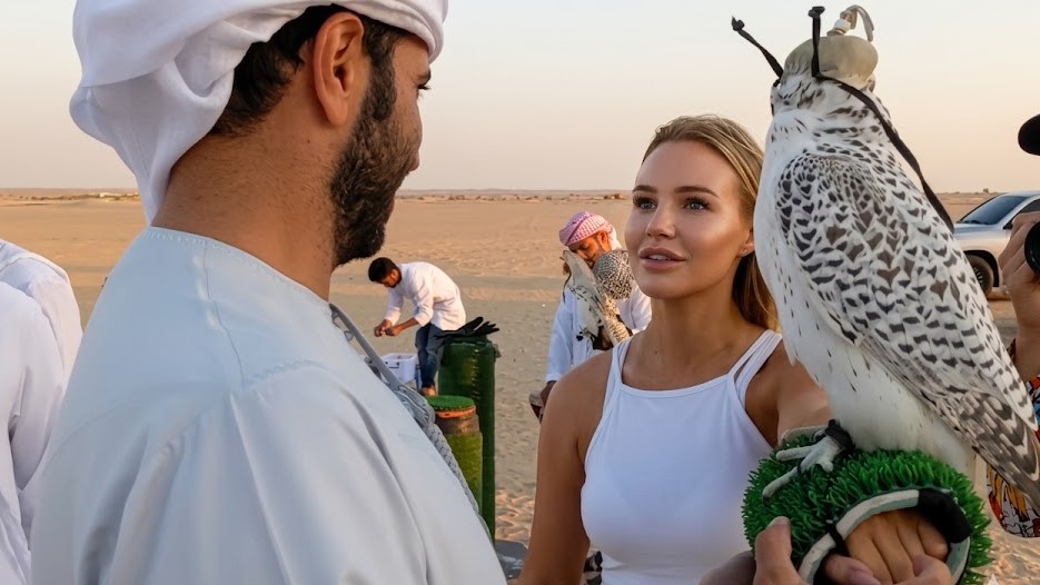They let her hold a falcon in Dubai - seconds later, the bird got loose
