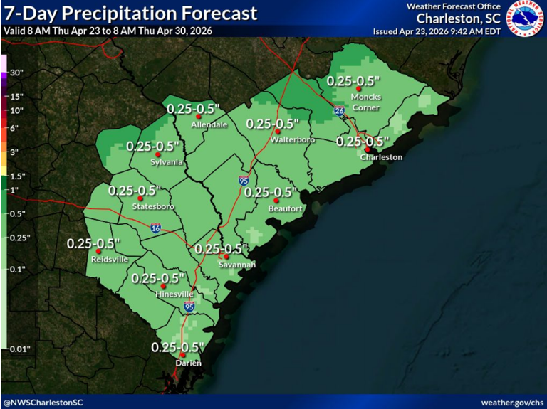Coastal Georgia could see rain this weekend