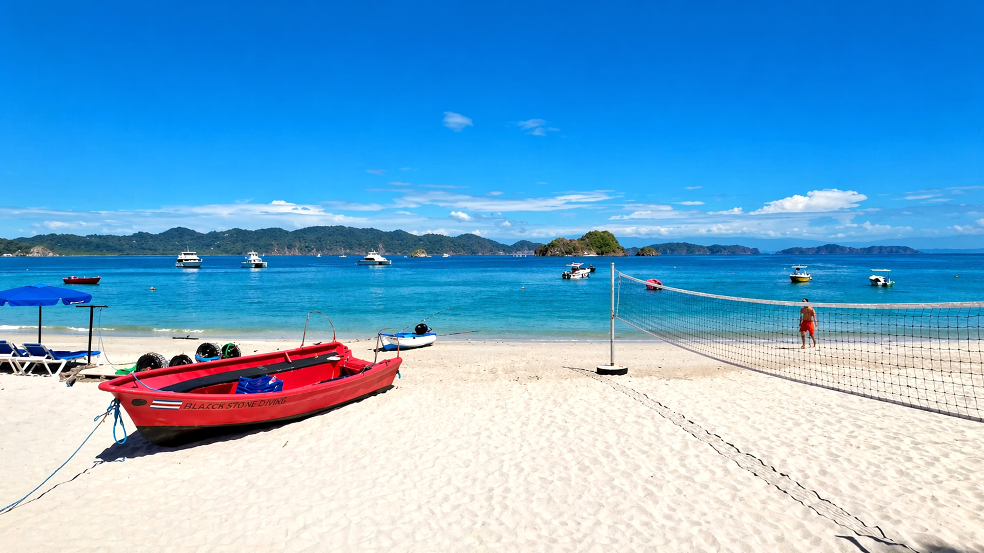 A tropical beach with water so clear you can see the bottom