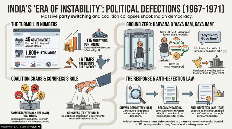 45 governments, 4 years: defections and Indian politics' era of instability