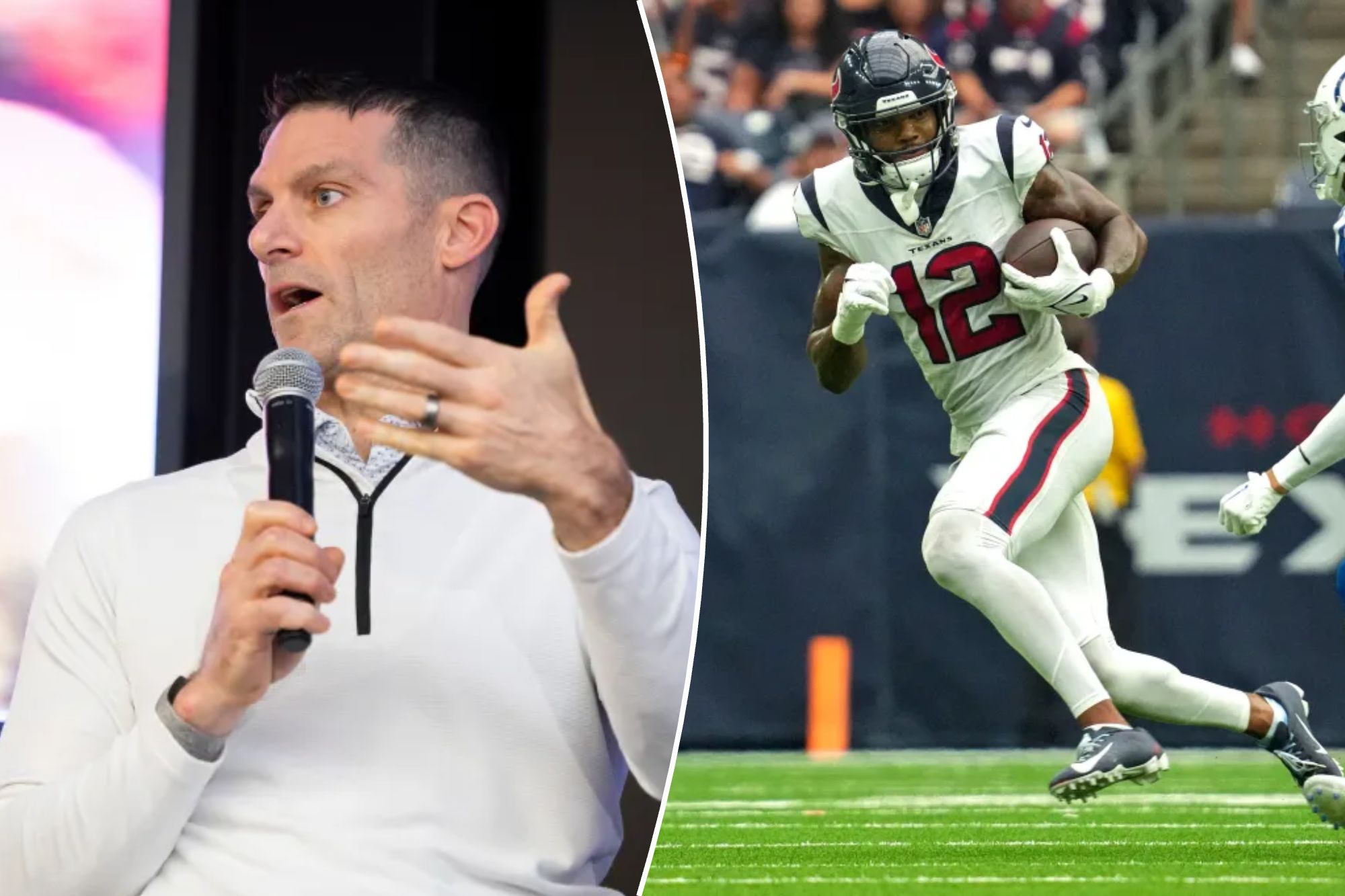 Texans GM Nick Caserio blasts Nico Collins trade rumors during NFL ...